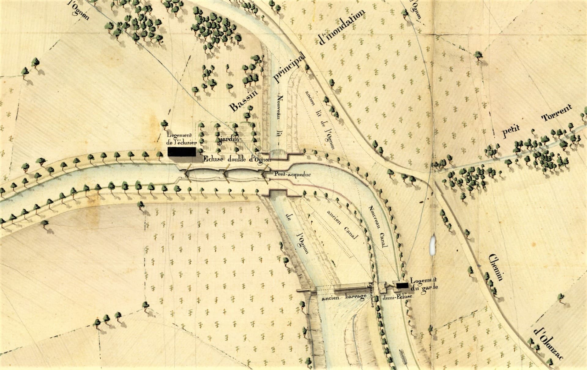 Site de l'Ognon : écluse, aqueduc et porte de garde - Canal du Midi